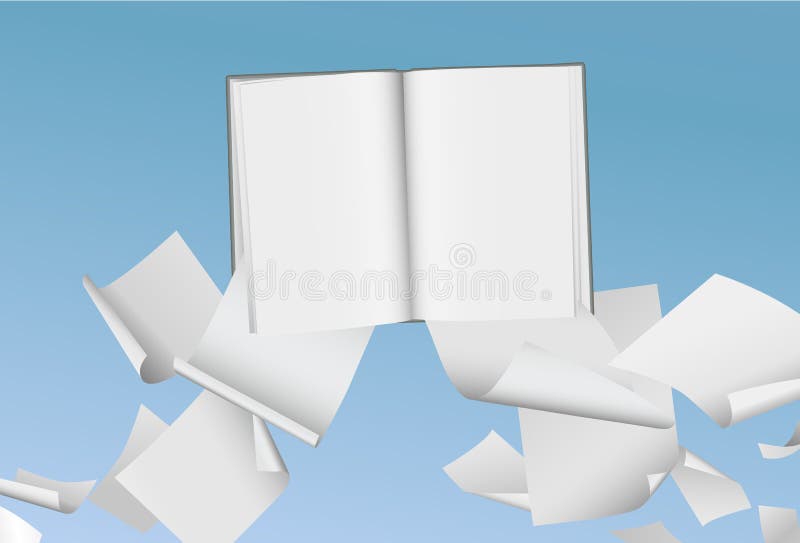 Open Book With Flying Pages Stock Illustration - Illustration of ...
