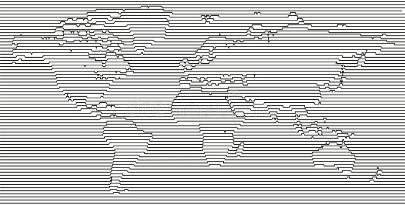 Vector Blank Grey Linear World Map on White Background. Stock Vector ...