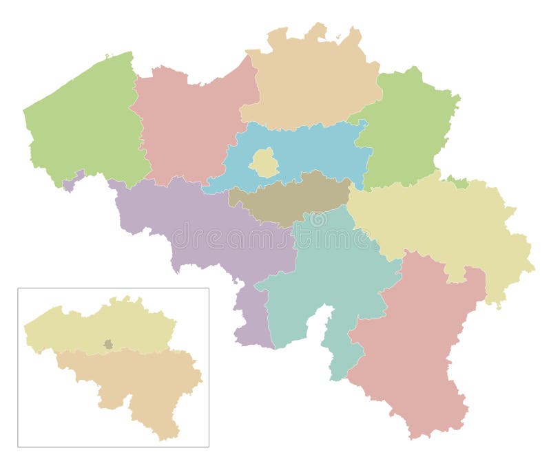 Vector Blank Map of Belgium with Regions, Provinces and Administrative ...