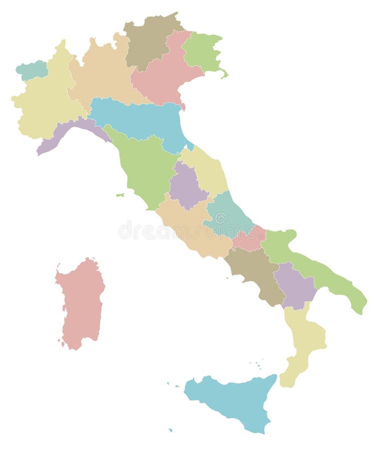 Vector Blank Map of Italy with Regions and Administrative Divisions ...
