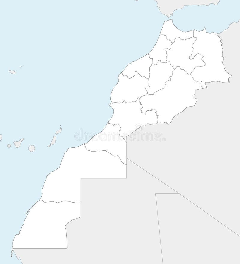 Vector Blank Map of Morocco with Regions and Administrative Divisions ...