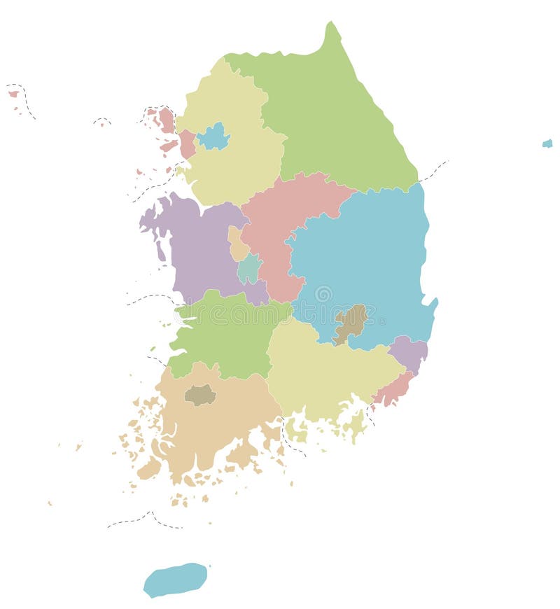 Vector Blank Map of South Korea with Provinces, Metropolitan Cities and ...