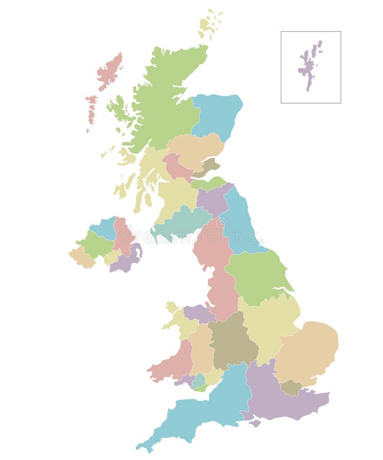 Vector Blank Map of UK with Administrative Divisions. Editable and ...