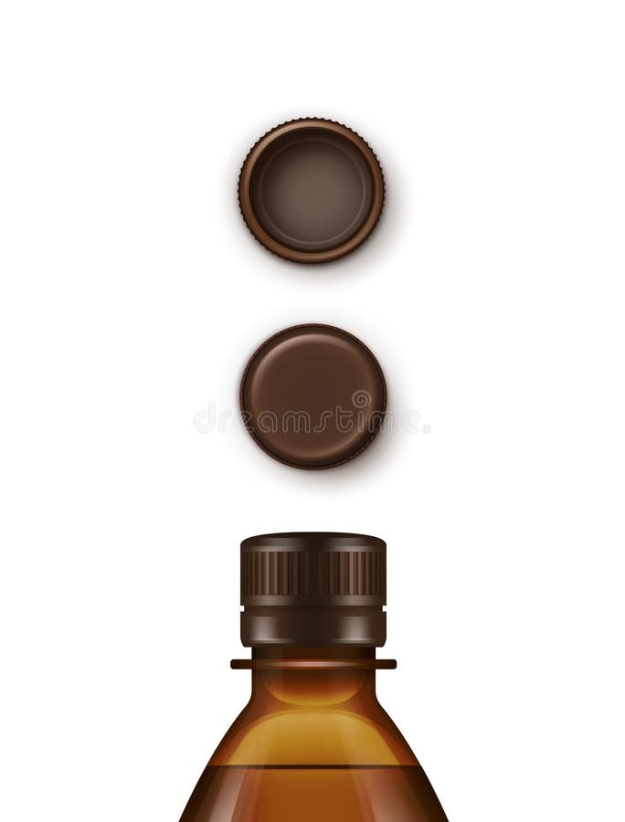 Vector Blank Plastic Brown Bottle Set of Caps Stock Vector ...