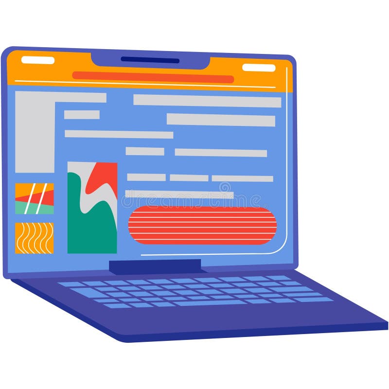 Vector Blog or Forum Page on Laptop Screen Icon Stock Vector ...