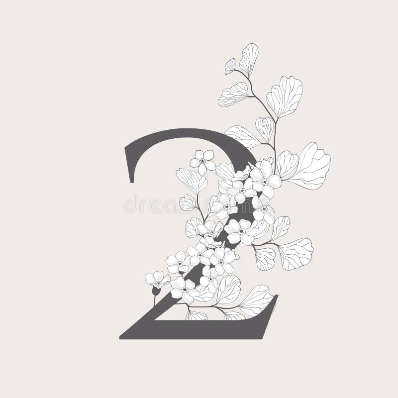 Vector Blooming Floral Number 2 Monogram and Logo Stock Vector ...
