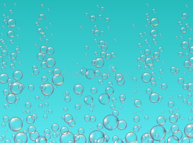 Vector Blue Background With Air Bubbles Stream. Oxygen In Water. Stock ...