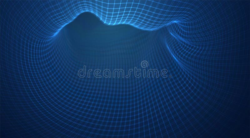 Vector Blue Background of 3d Polygonal Mesh, Bends, Waves and Flows ...