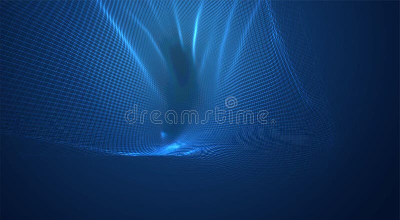 Vector Blue Background of 3d Polygonal Mesh, Bends, Waves and Flows ...