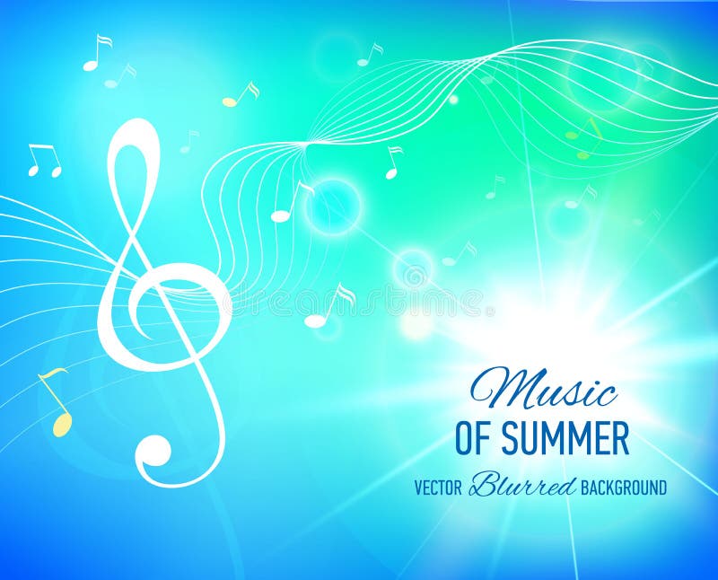 Vector Blue Background with Music Notes and Key Stock Vector ...