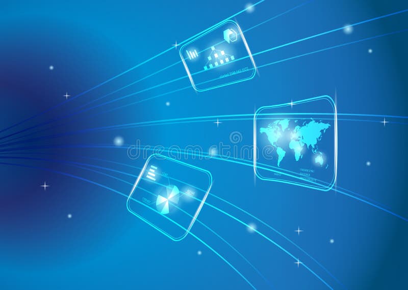 Vector Blue Background with Screens - Information with Graphs ...
