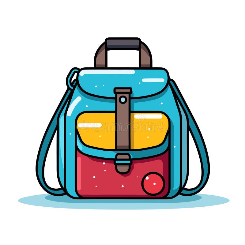 Vector of a Blue Backpack with a Vibrant Yellow and Red Design Stock ...