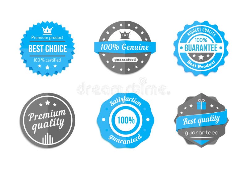 Set of Blue Badges with Hand Gesture Symbols. Stock Vector ...