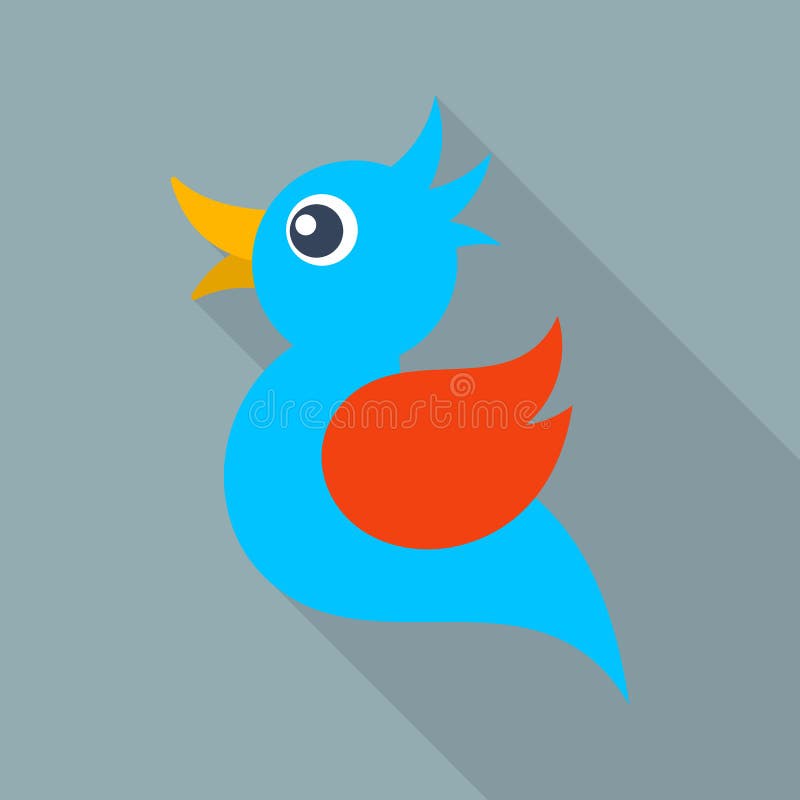 Vector Blue Bird Icon Long Shadow Stock Vector - Illustration of media ...