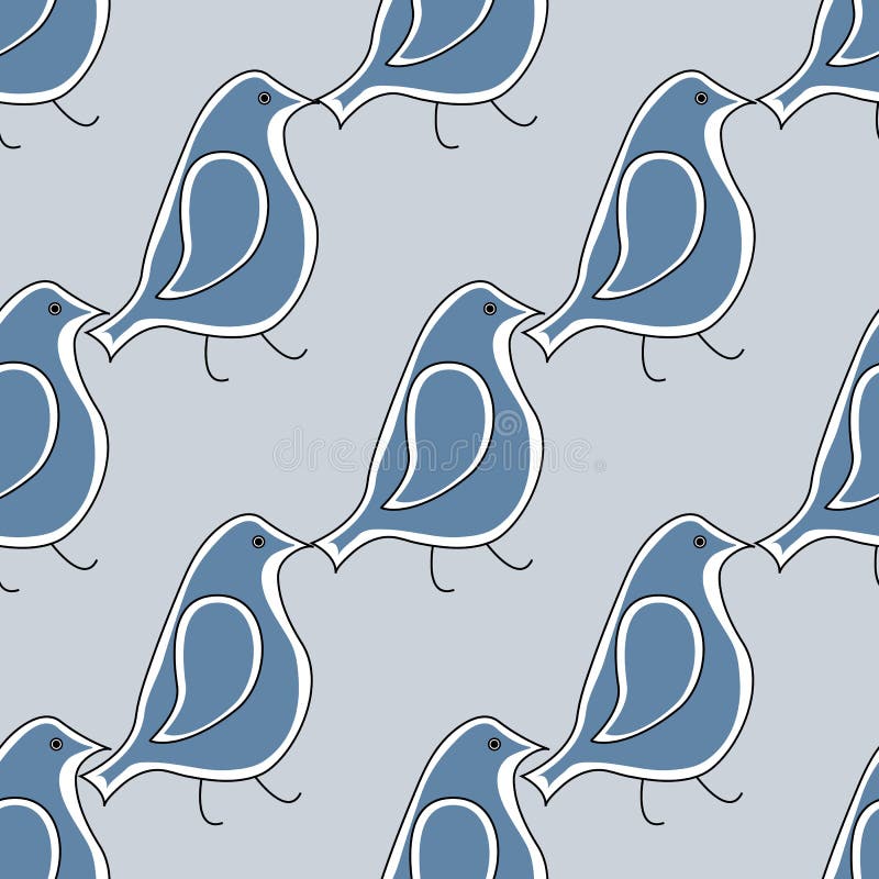 Vector Blue Birds on Gray Background Seamless Repeat Pattern Stock ...