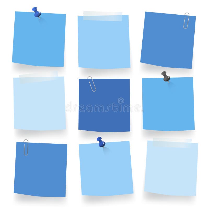 Vector of Blue Blank Notes Office Work Concept Stock Illustration ...