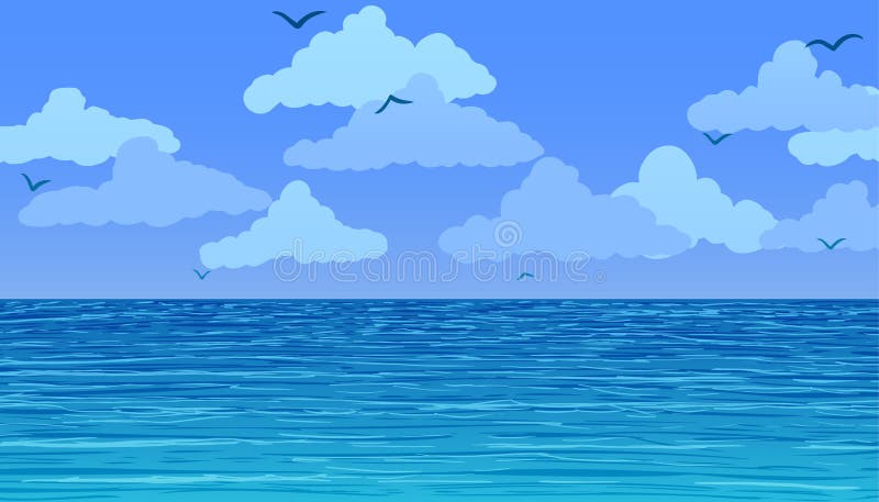 Blue Calm Ocean Vector Illustration. Stock Vector - Illustration of ...