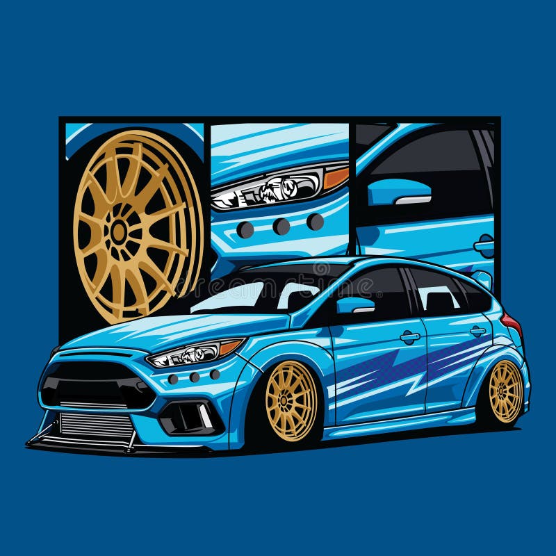 Vector Blue Car with Detailing Stock Vector - Illustration of sports ...