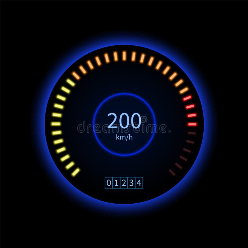 Vector Blue Car Speedometer. High Speed Stock Vector - Illustration of ...