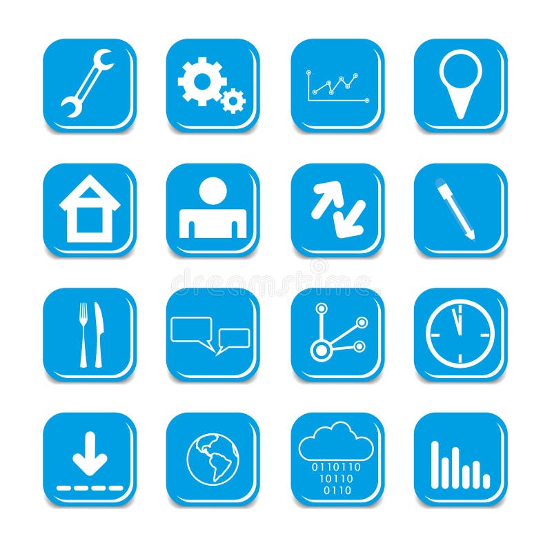 Vector Blue Color Web Site Icons Stock Vector - Illustration of ...