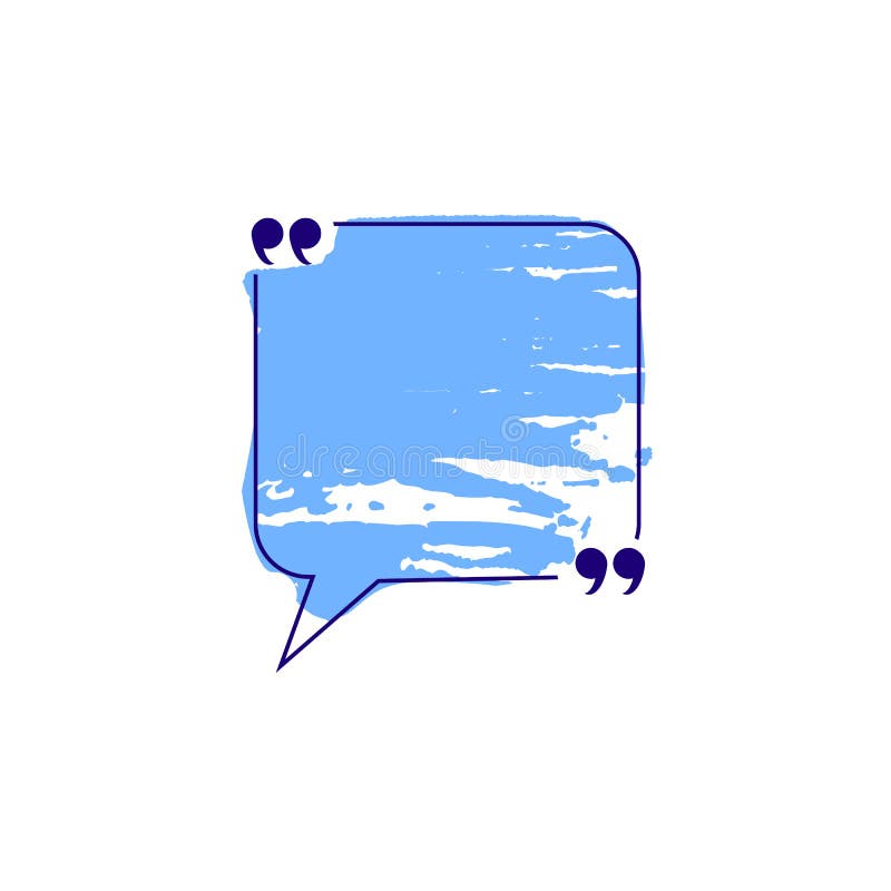 Vector Blue Quote Box with Hand Drawn Light Blue Brush Strokes, Blank ...