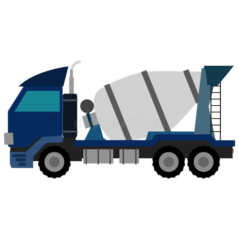 Vector Blue Concrete Mixer Truck. Flat Style Stock Vector ...