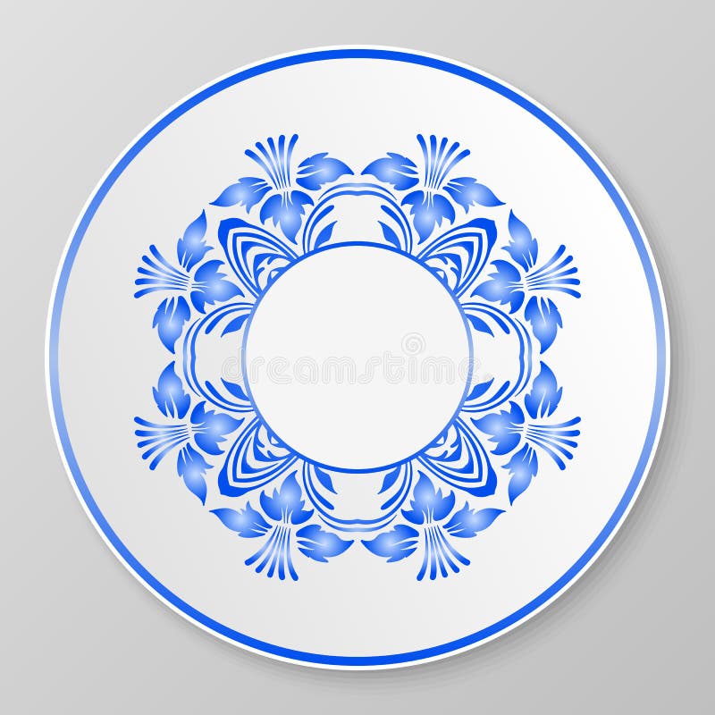 Vector Blue Decorative Plate. Stock Vector - Illustration of craft ...