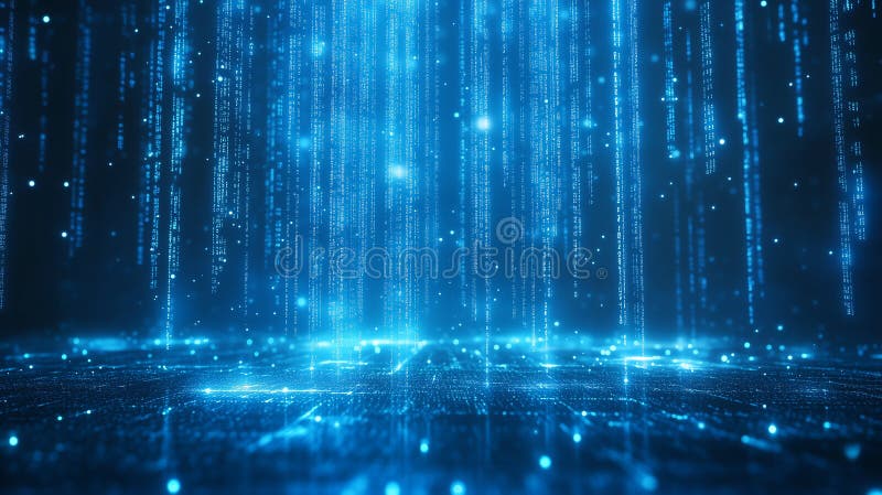 Vector Blue Digital Code Rain: Matrix-Inspired Futuristic Style with ...