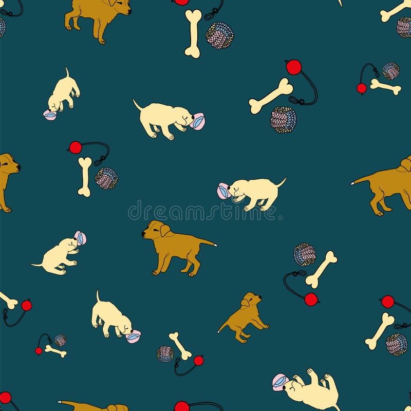 Vector Blue Dog Puppies Seamless Background Pattern Stock Vector ...