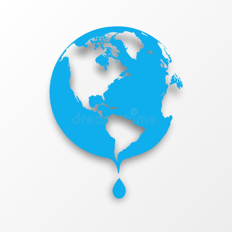 Water droplet with globe stock vector. Illustration of environment ...