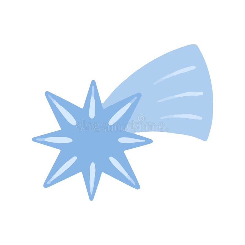 Vector Blue Falling Christmas Star Painted in Watercolor. Stock Vector ...