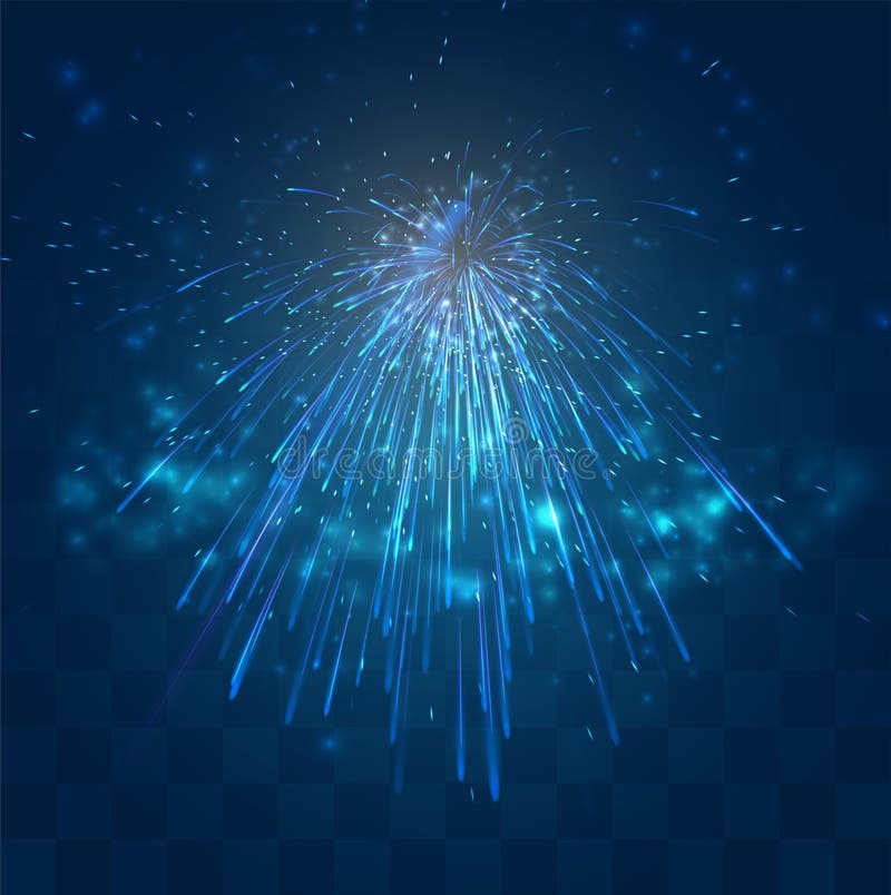 Vector Blue Fireworks, Explosion on a Dark Blue Background with Mosaic ...