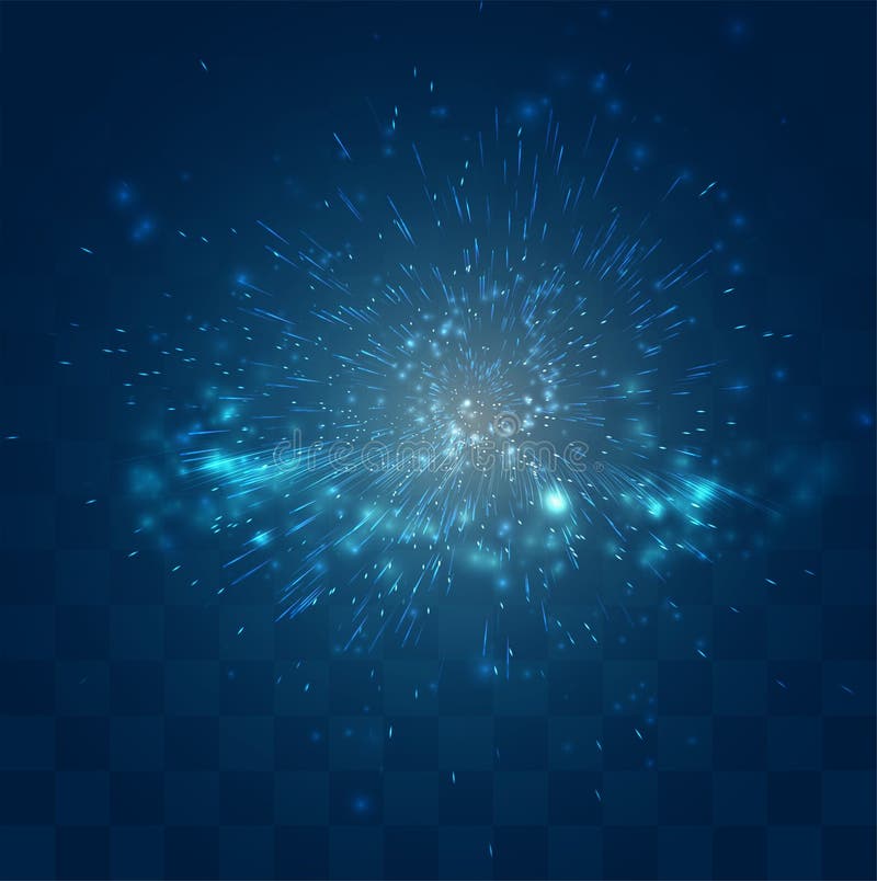 Vector Blue Fireworks, Explosion on a Dark Blue Background with Mosaic ...