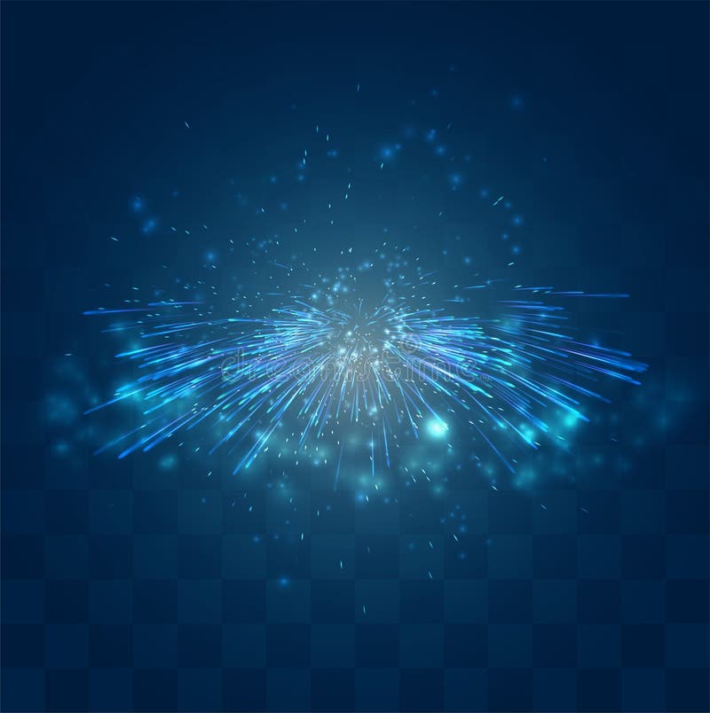 Vector Blue Fireworks, Explosion on a Dark Blue Background with Mosaic ...