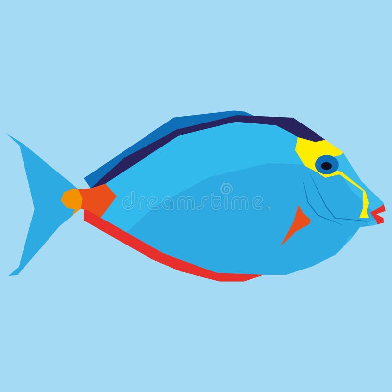 Vector Blue Fish Isolated on Blue Stock Illustration - Illustration of ...