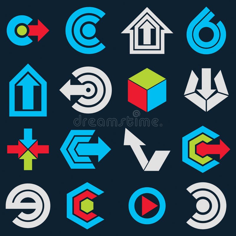 Vector Blue Flat Simple Navigation Pictograms Collection. Set of Stock ...