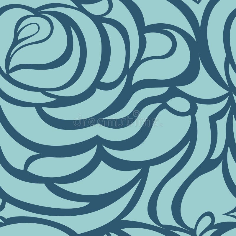 Blue Flowing Lines and Corners Vector Geometric Seamless Pattern on ...