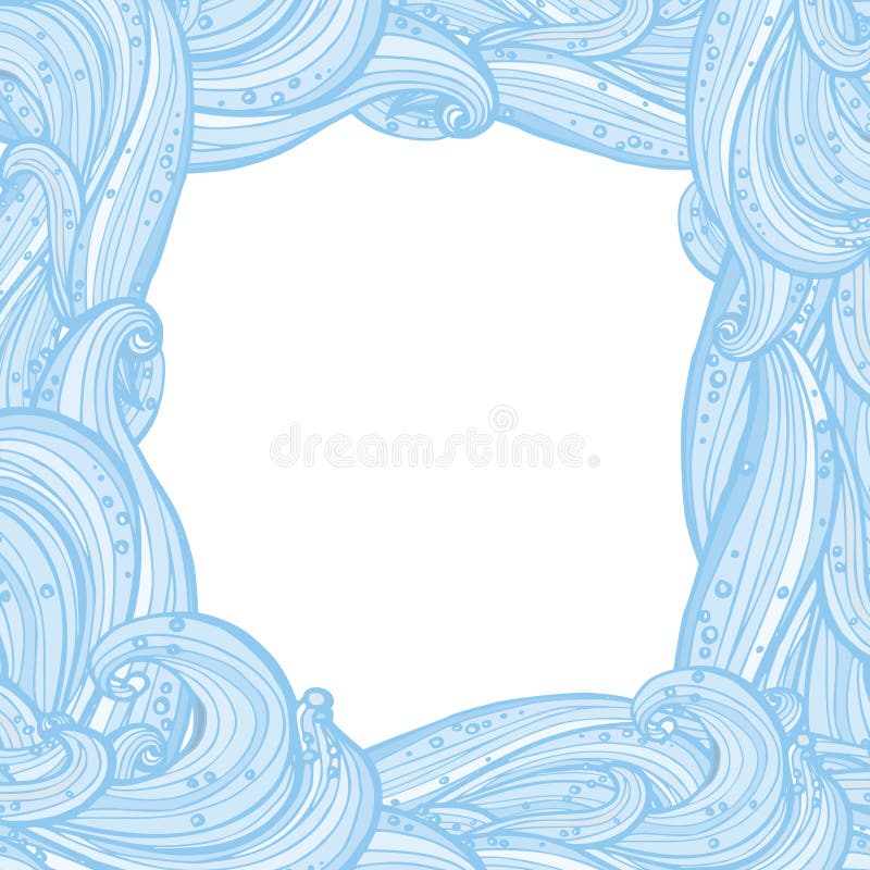 Vector Blue Frame from Border Elements of Waves on a White Background ...