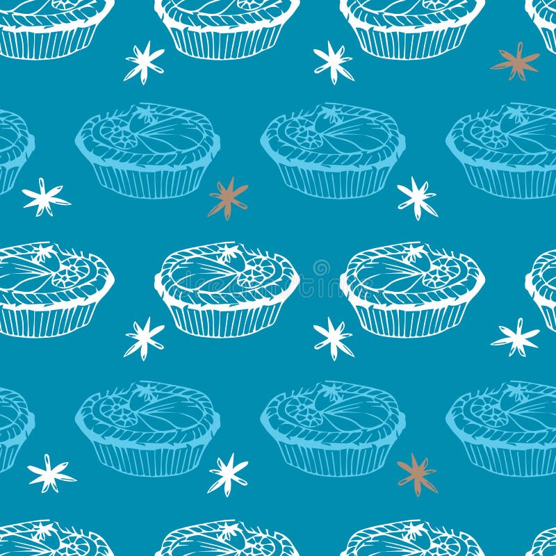 Vector Blue Fruit Tart Pastry Seamless Background Repeat Pattern ...