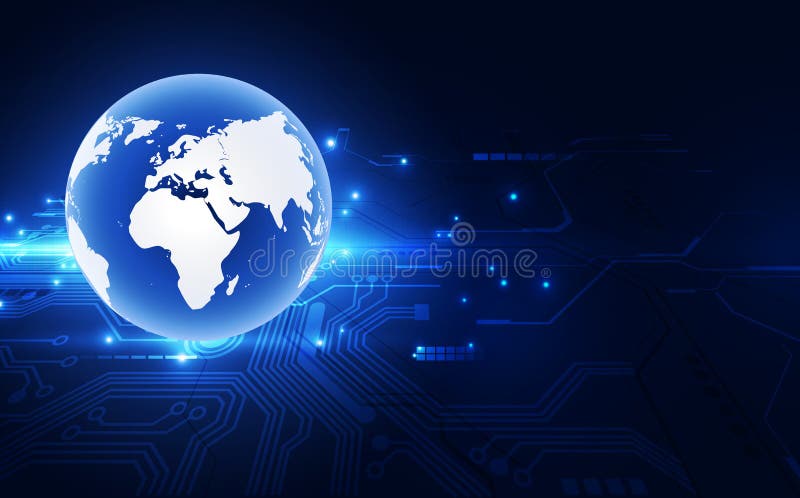 Vector Blue Globe on the Digital Technology Background, Abstract ...