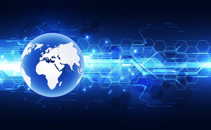 Vector Blue Globe on the Digital Technology Background, Abstract ...