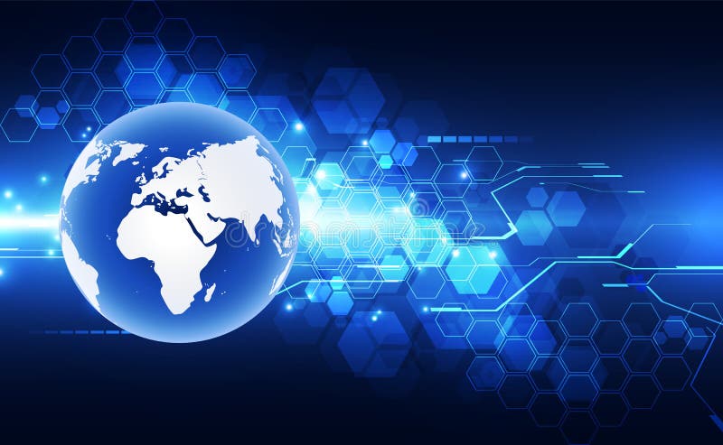 Vector Blue Globe on the Digital Technology Background, Abstract ...