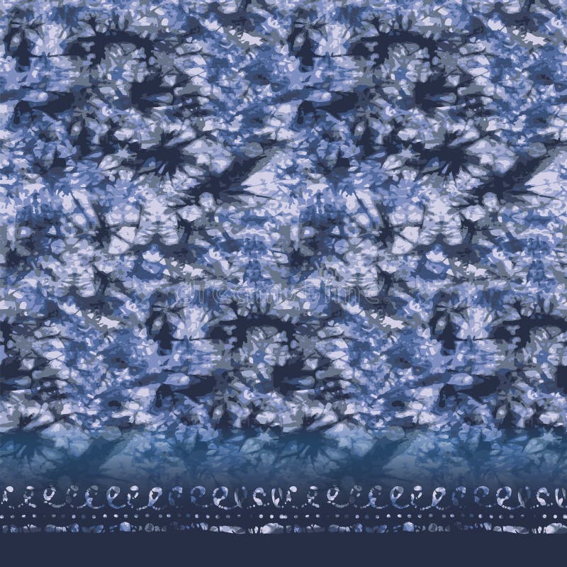 Vector Blue Grey Allover Batik Seamless Pattern with Border Stock ...