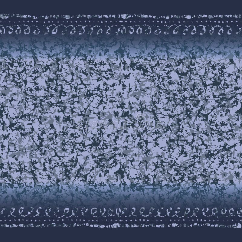Vector Blue Grey Allover Batik Seamless Pattern with Double Border ...