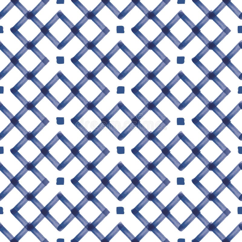 Vector Blue Grid, Check Folk Seamless Pattern Stock Vector ...
