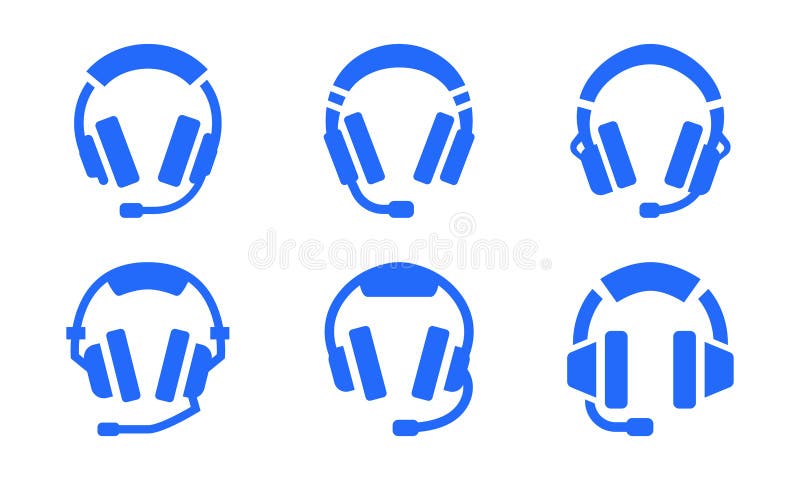 Vector Blue Headphone Icon Collection. Headphone Icon Set Stock Vector ...