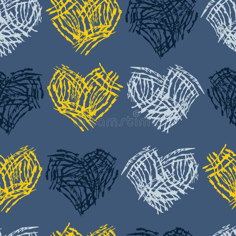 Vector Blue Heart Shaped Animal Scratch Marks Seamless Texture ...