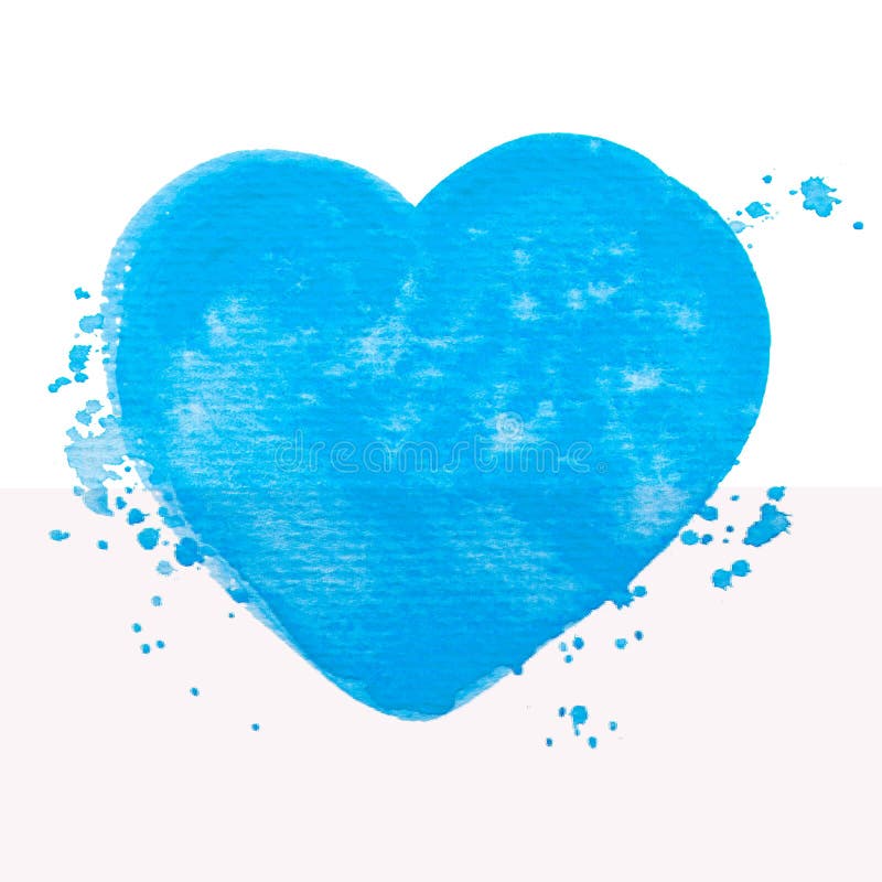 Vector Blue Heart Watercolor Paint Texture Isolated on White for Your ...