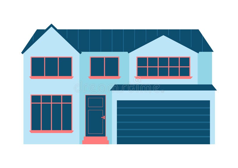 Vector Blue House in Flat Style Stock Vector - Illustration of house ...