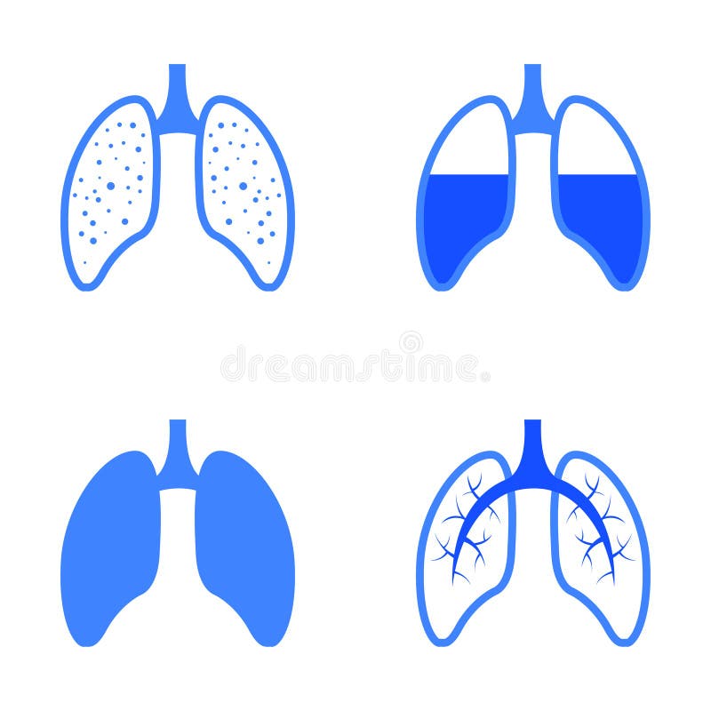 Vector Blue Human Lung Icons Set Stock Illustration - Illustration of ...